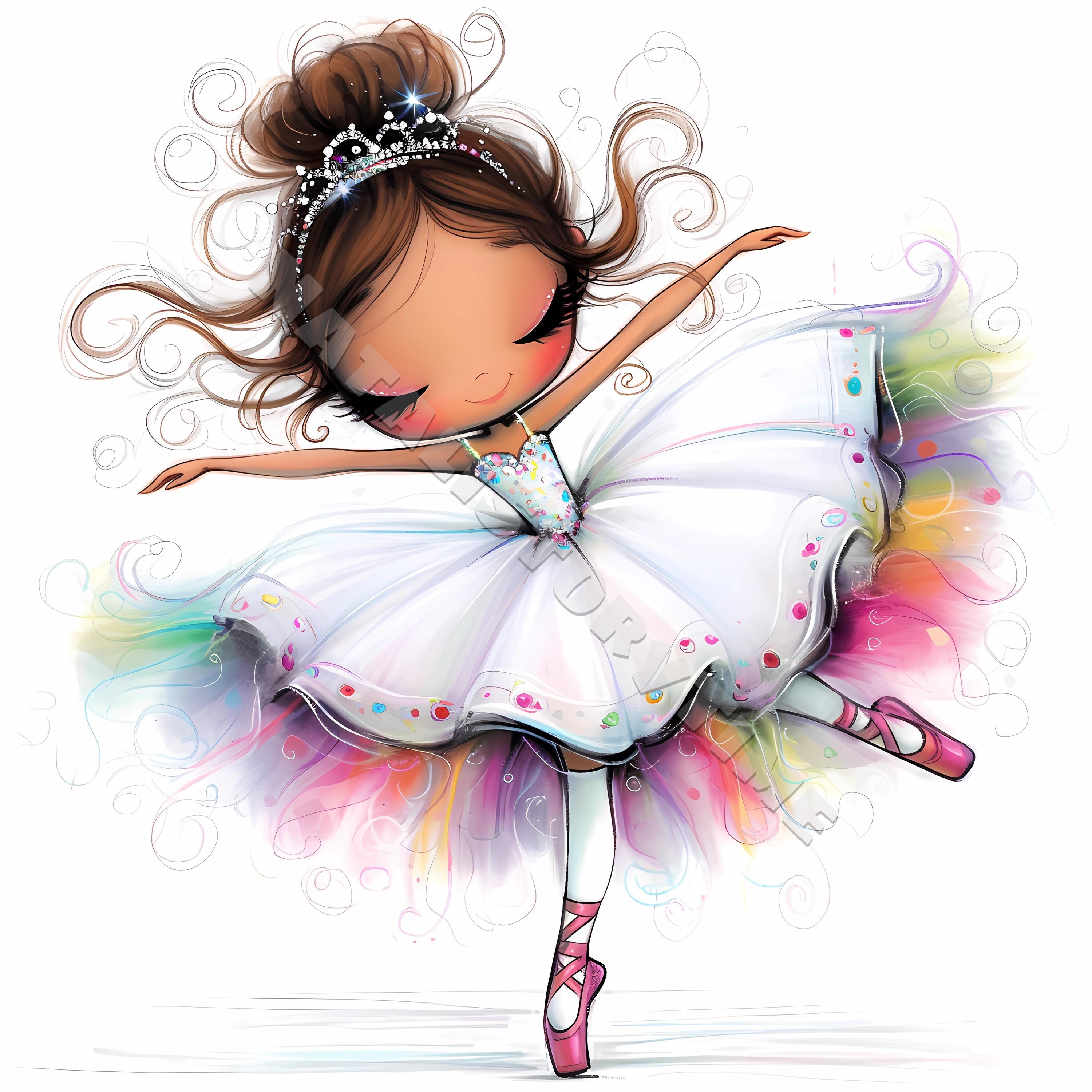 Cute Ballerina Girl Clip Art 10 High Res Watercolor Jpgs Junk ...