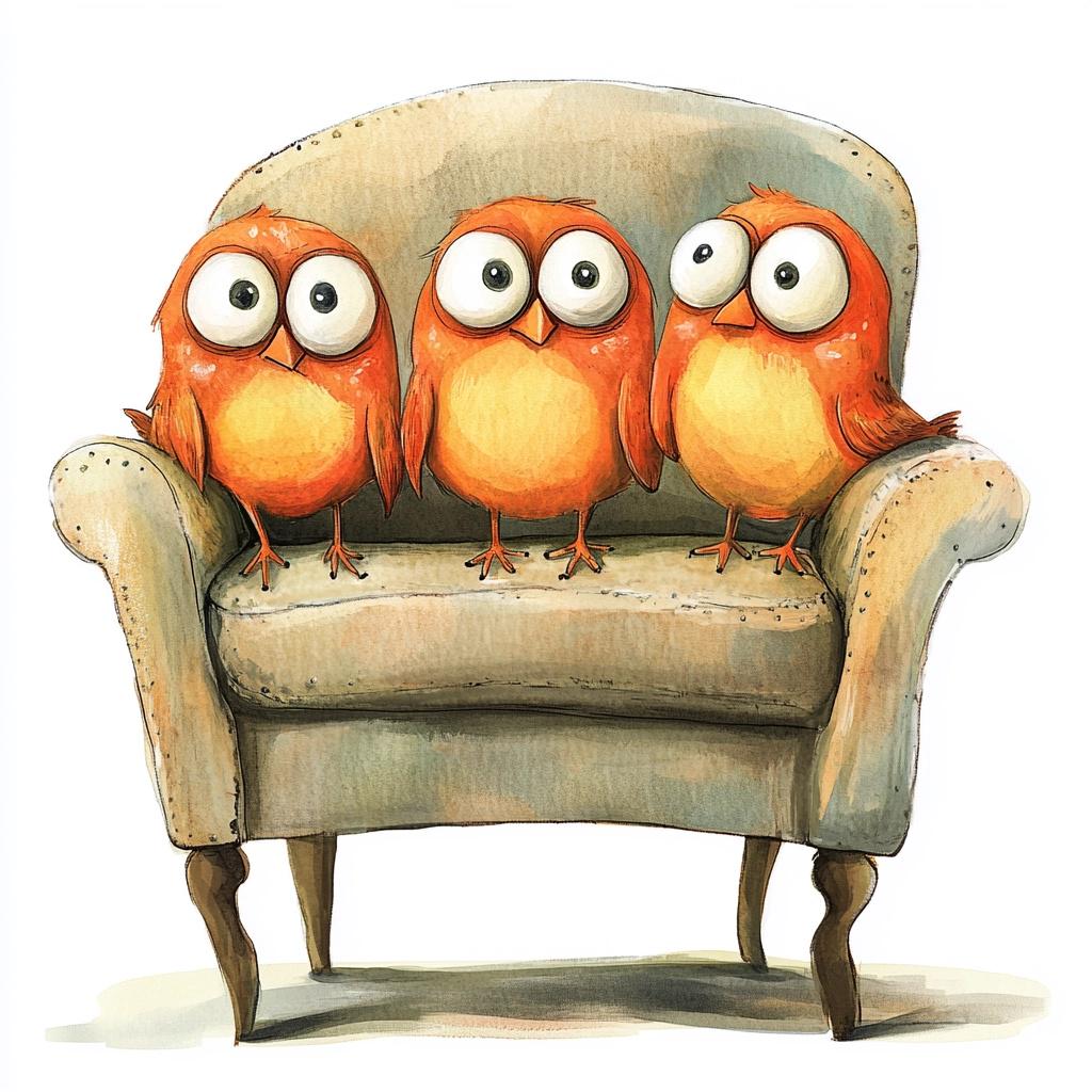 Birds on Chair Clipart 10 High Res Watercolor Jpgs for Junk Journals ...