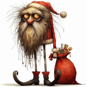 Grumpy Santa Clipart 10 High Res Watercolor Jpgs for Junk Journals ...