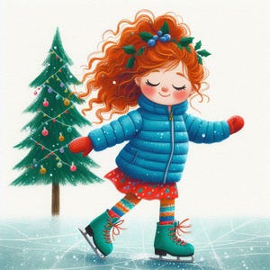 Girls Ice Skating Clipart 10 High Res Watercolor Jpgs for Junk Journals ...