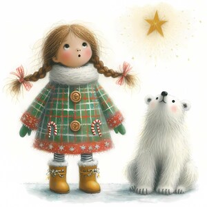 Polar Bear and Girl Clipart 10 High Res Watercolor Jpgs for Junk ...