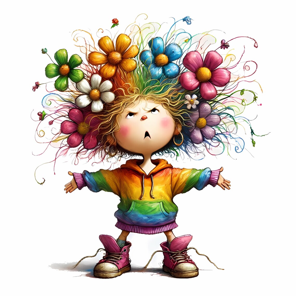 Grumpy Spring Girl Clipart 10 High Res Watercolor Jpgs for Junk ...