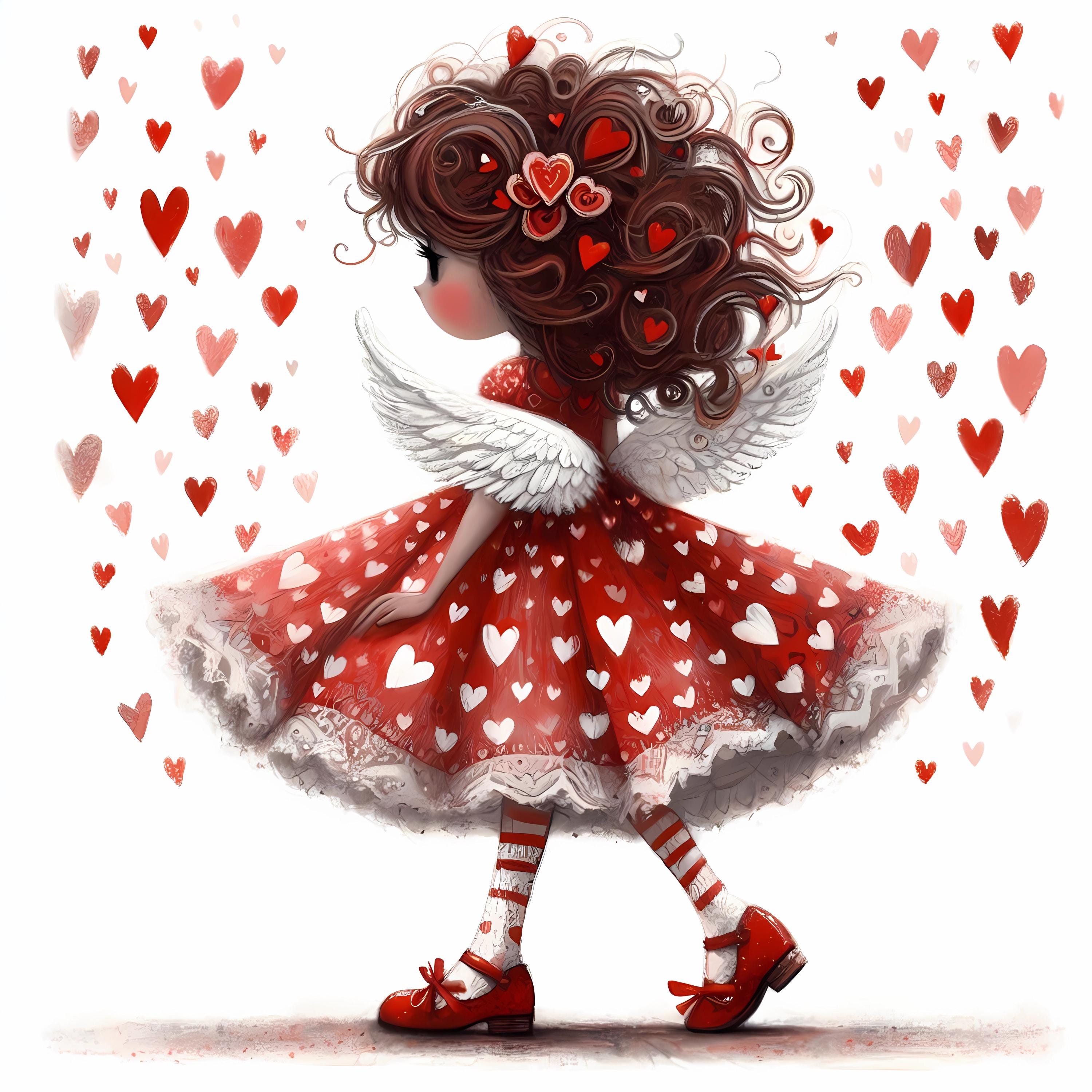Valentine Girl Clipart 10 High Res Watercolor Jpgs for Junk Journals ...