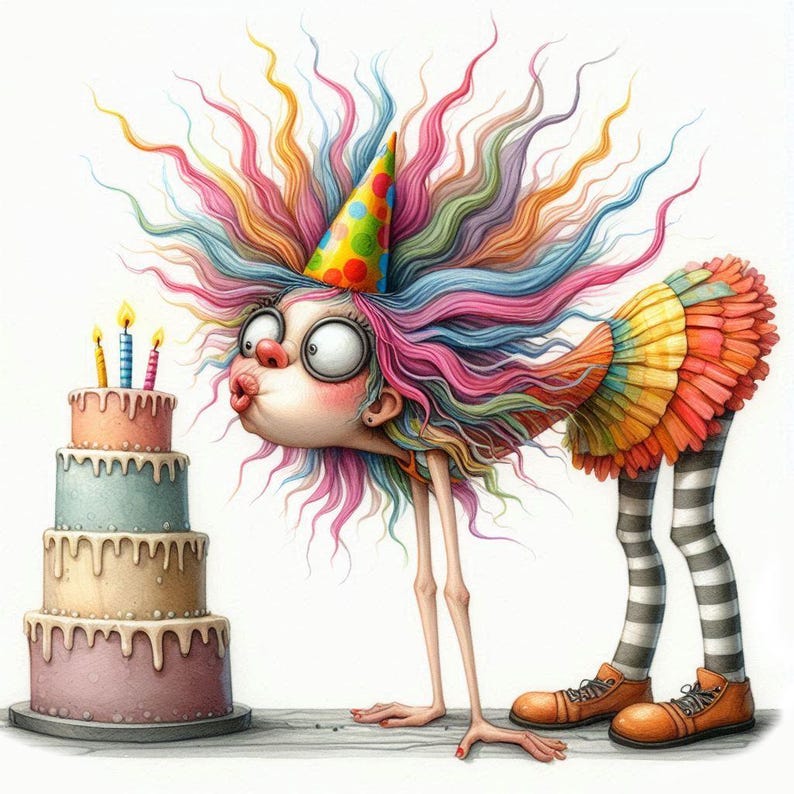 Quirky Birthday Clipart 10 High Res Watercolor Jpgs for Junk Journals ...
