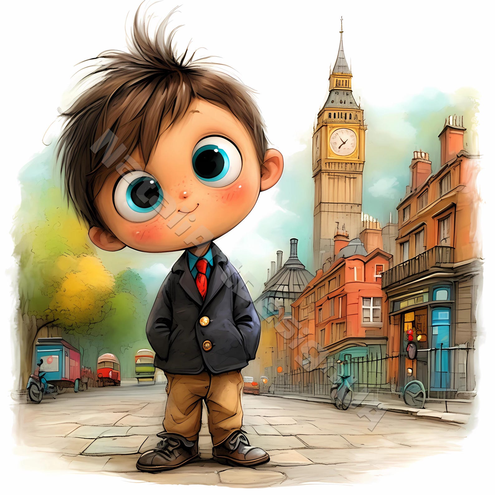 Quirky English Boy Clip Art 10 High Res Watercolor JPG Junk Journaling ...