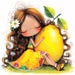 Quirky Lemon Girl Clip Art 10 High Res Watercolor Jpgs Junk Journaling ...