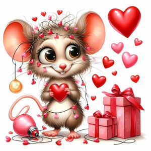 Funny Valentine Animals Clipart 12 High Res Watercolor Jpgs for Junk ...