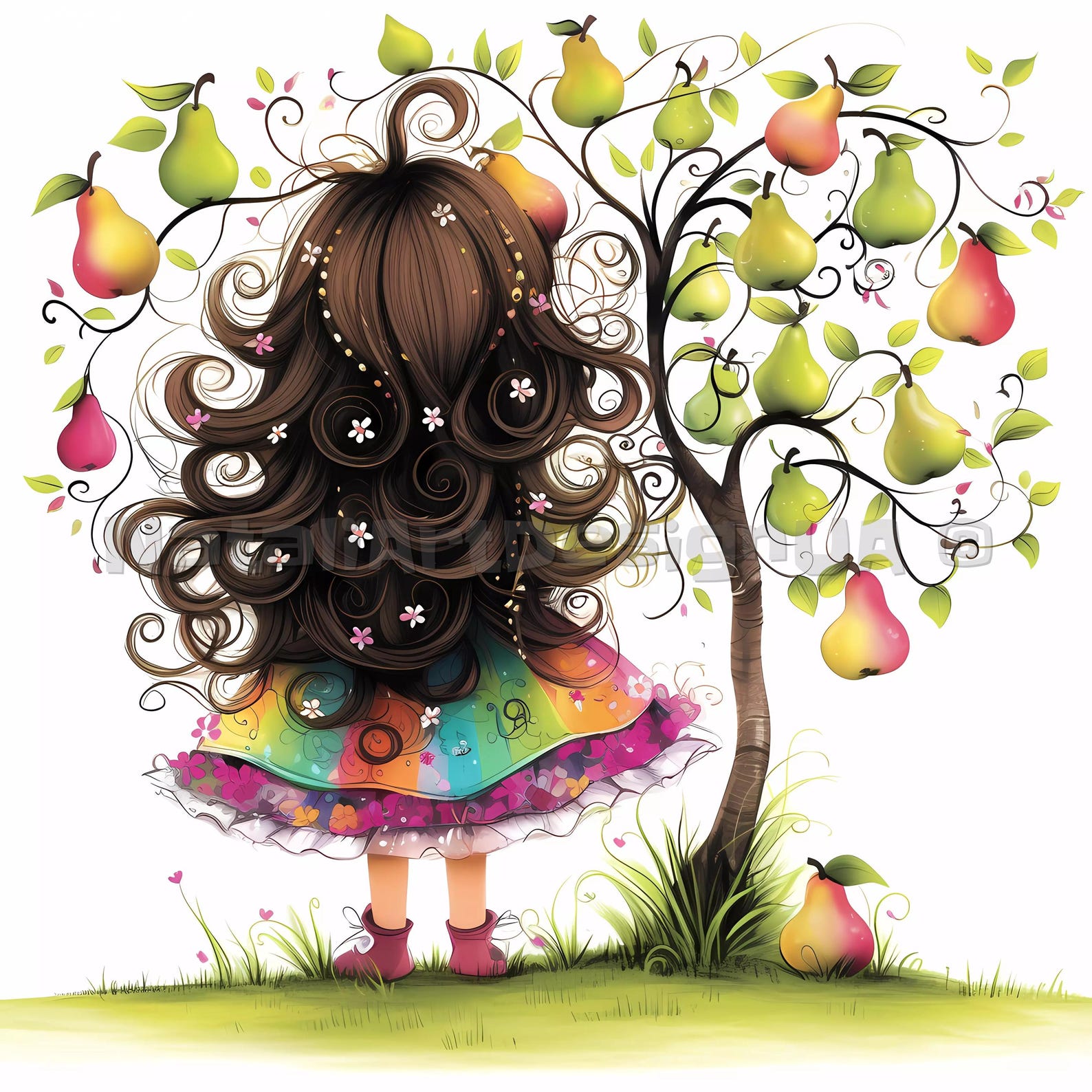 Quirky Pear Girl Clip Art 10 High Res Watercolor Jpgs Junk Journaling ...