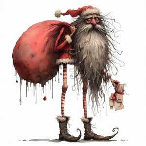 Grumpy Santa Clipart 10 High Res Watercolor Jpgs for Junk Journals ...