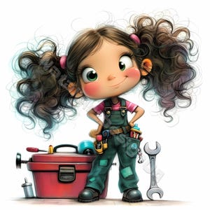 Auto Repair Girl Clipart 10 High Res Watercolor JPG Junk Journals ...