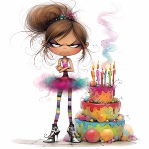 Grumpy Birthday Girl Clipart 10 High Res Watercolor Jpgs for Junk ...
