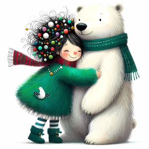 Polar Bear and Girl Clipart 10 High Res Watercolor Jpgs for Junk ...