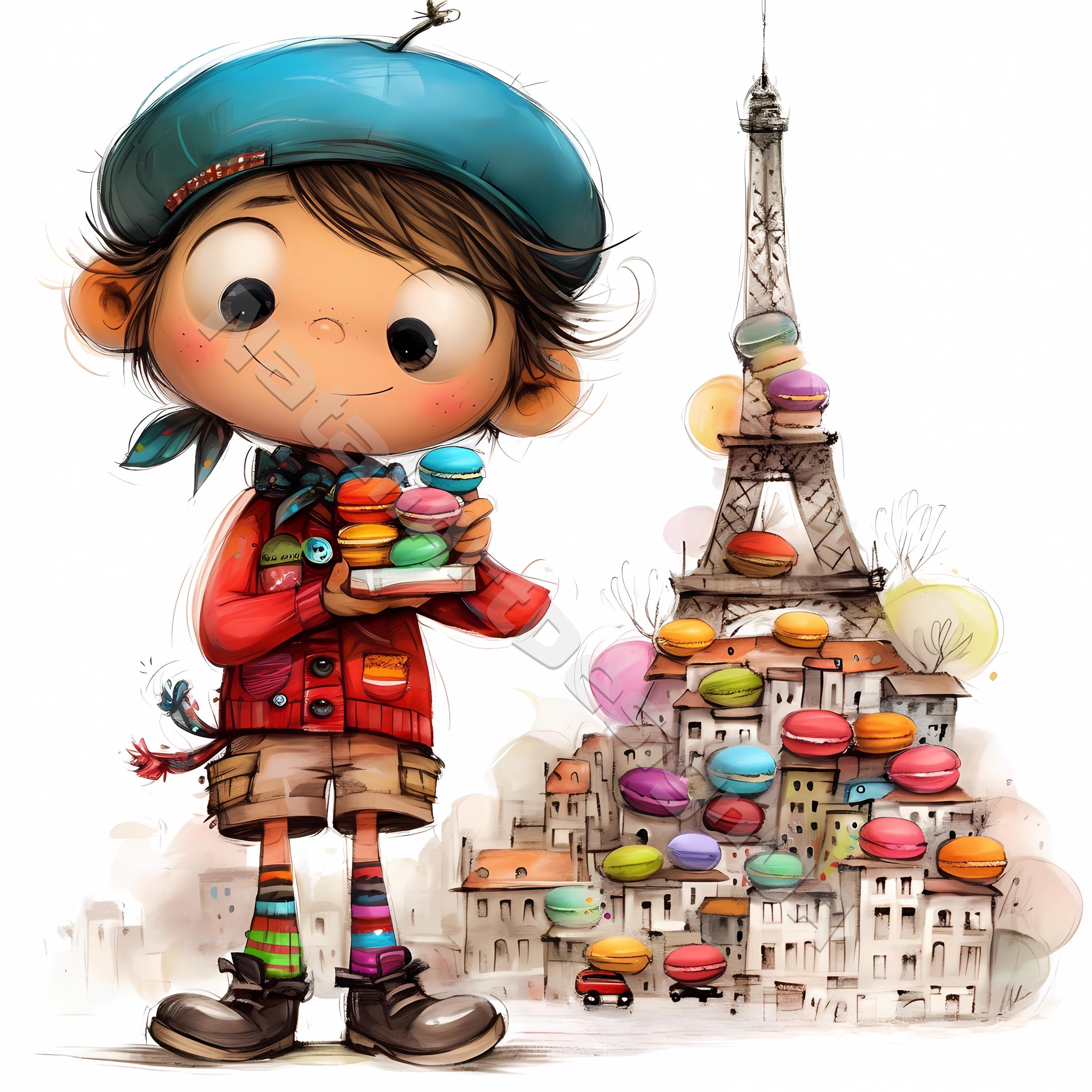 Quirky Paris Boy Clip Art 10 High Res Watercolor JPG Junk Journaling ...