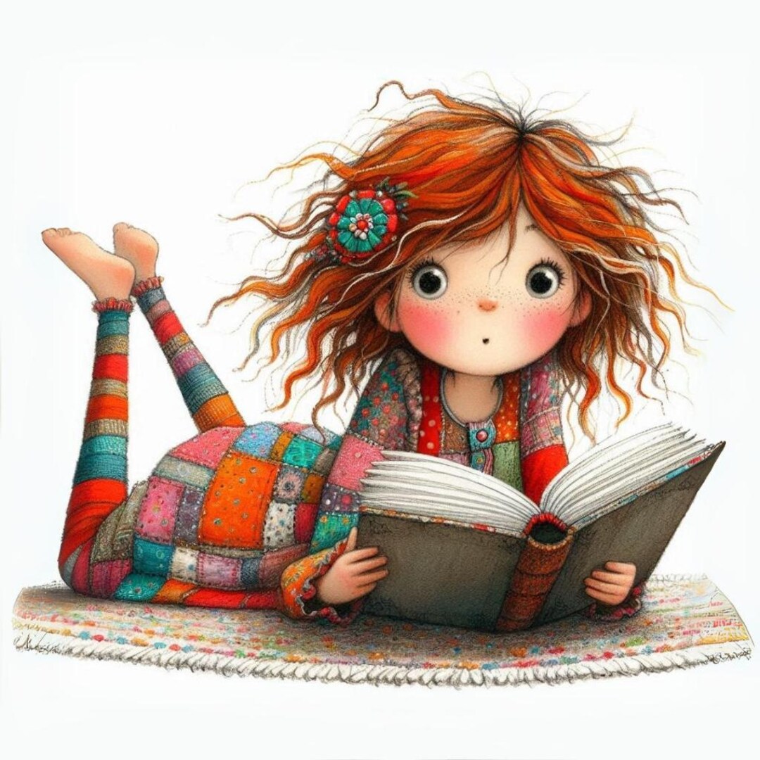 Quirky Book Lover Clipart 10 High Res Watercolor Jpgs for Junk Journals ...