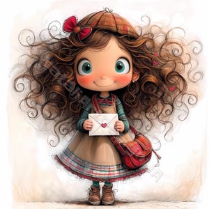 Whimsical Post Girl Clip Art 13 High Res Watercolor Jpgs for Junk ...