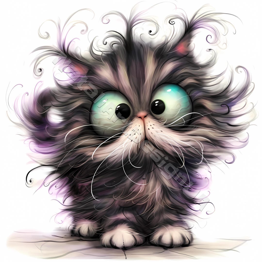 Frazzled Cat Clip Art 10 High Res Watercolor Jpgs for Junk Journals ...