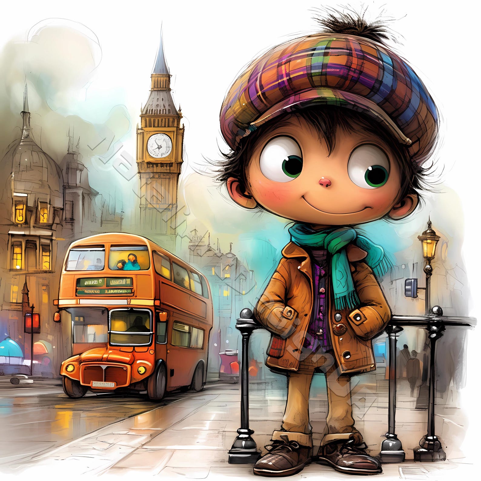 Quirky English Boy Clip Art 10 High Res Watercolor JPG Junk Journaling ...