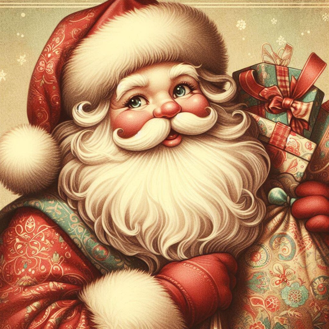Vintage Santa Clipart 10 High Res Watercolor Jpgs for Junk Journals ...