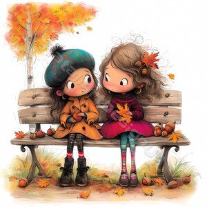 Quirky Fall Friendship Clip Art 10 High Res Watercolor Jpgs for Junk ...