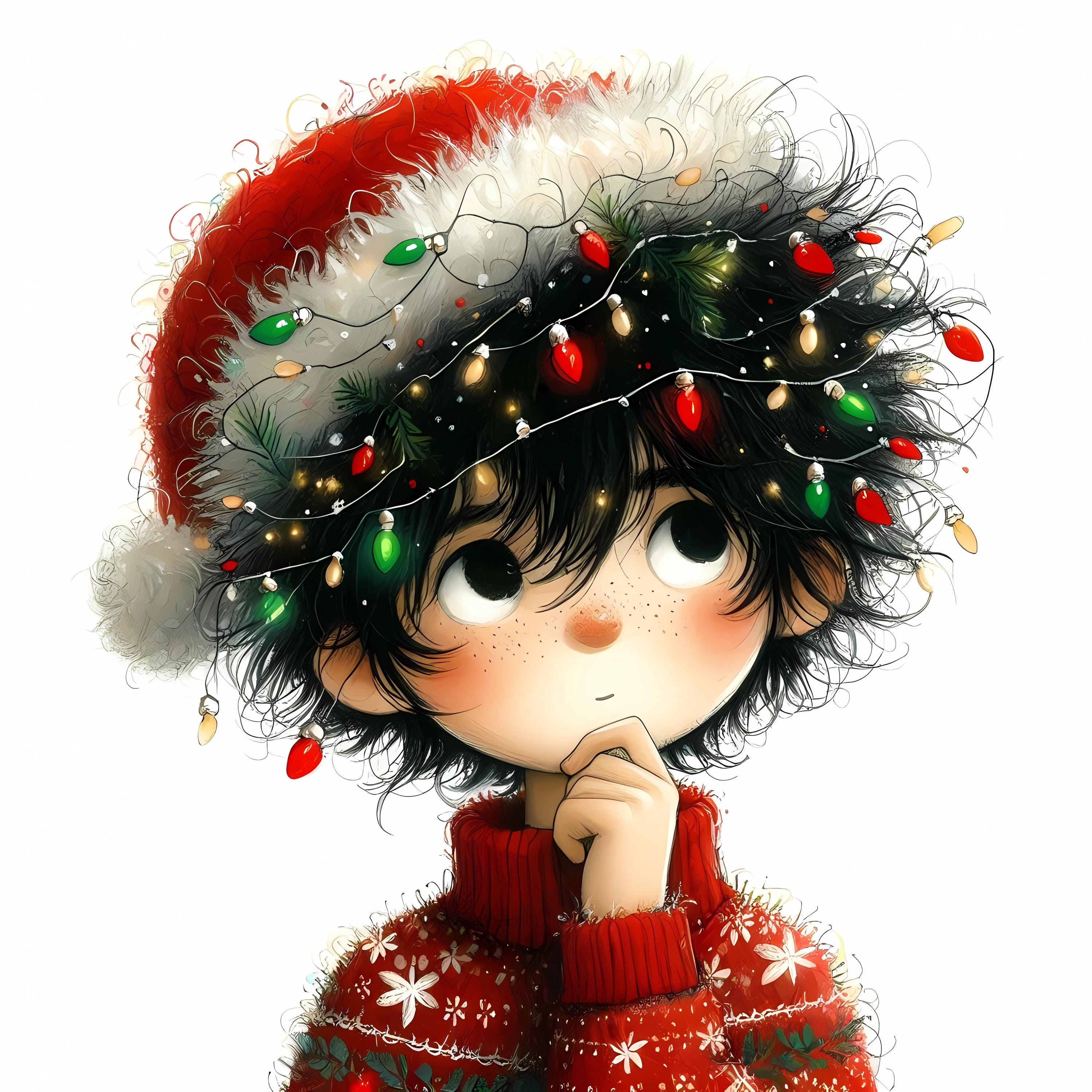 Quirky Christmas Boy With Christmas Wreath Clipart 10 High Res ...