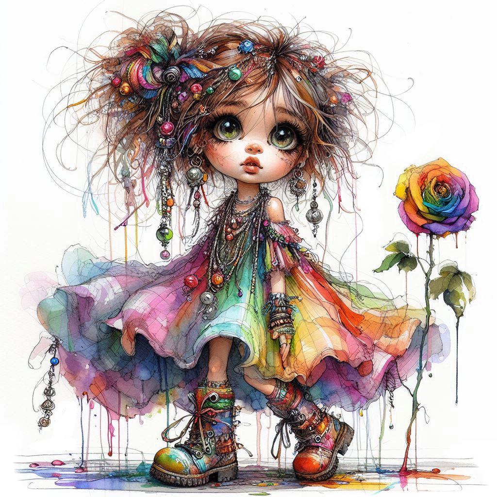 Whimsical Little Girls Clipart 10 High Res Watercolor Jpgs for Junk ...
