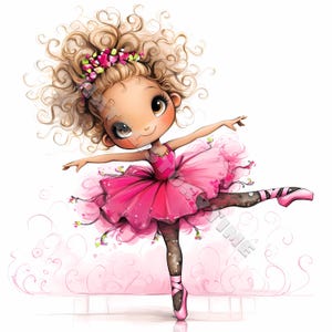 Cute Pink Ballerina Clip Art 10 High Res Watercolor Jpgs Junk ...