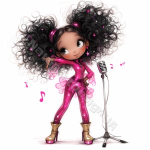 Quirky Pop Star Girl Clipart 10 High Res Watercolor JPG for Junk ...
