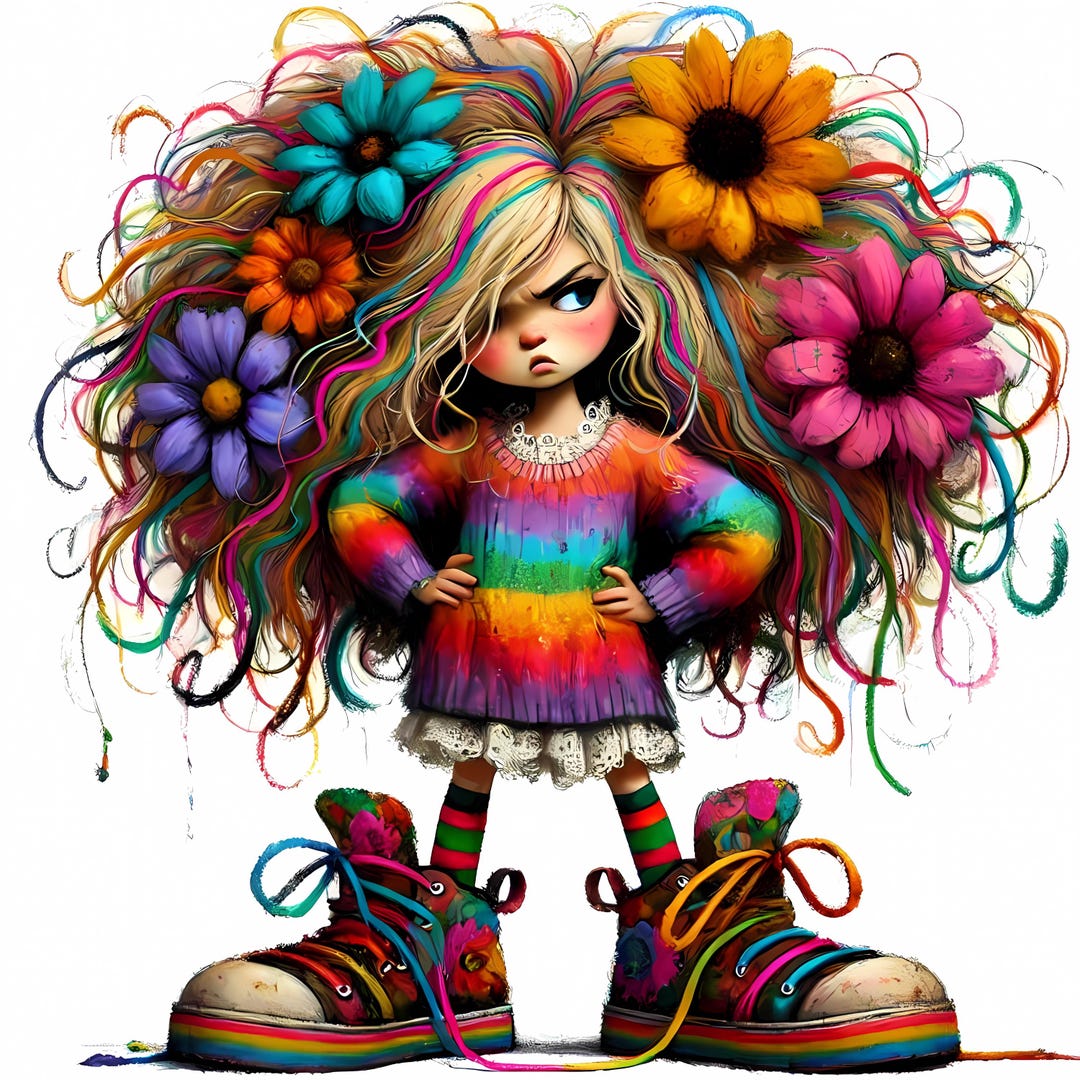 Grumpy Spring Girl Clipart 10 High Res Watercolor Jpgs for Junk ...