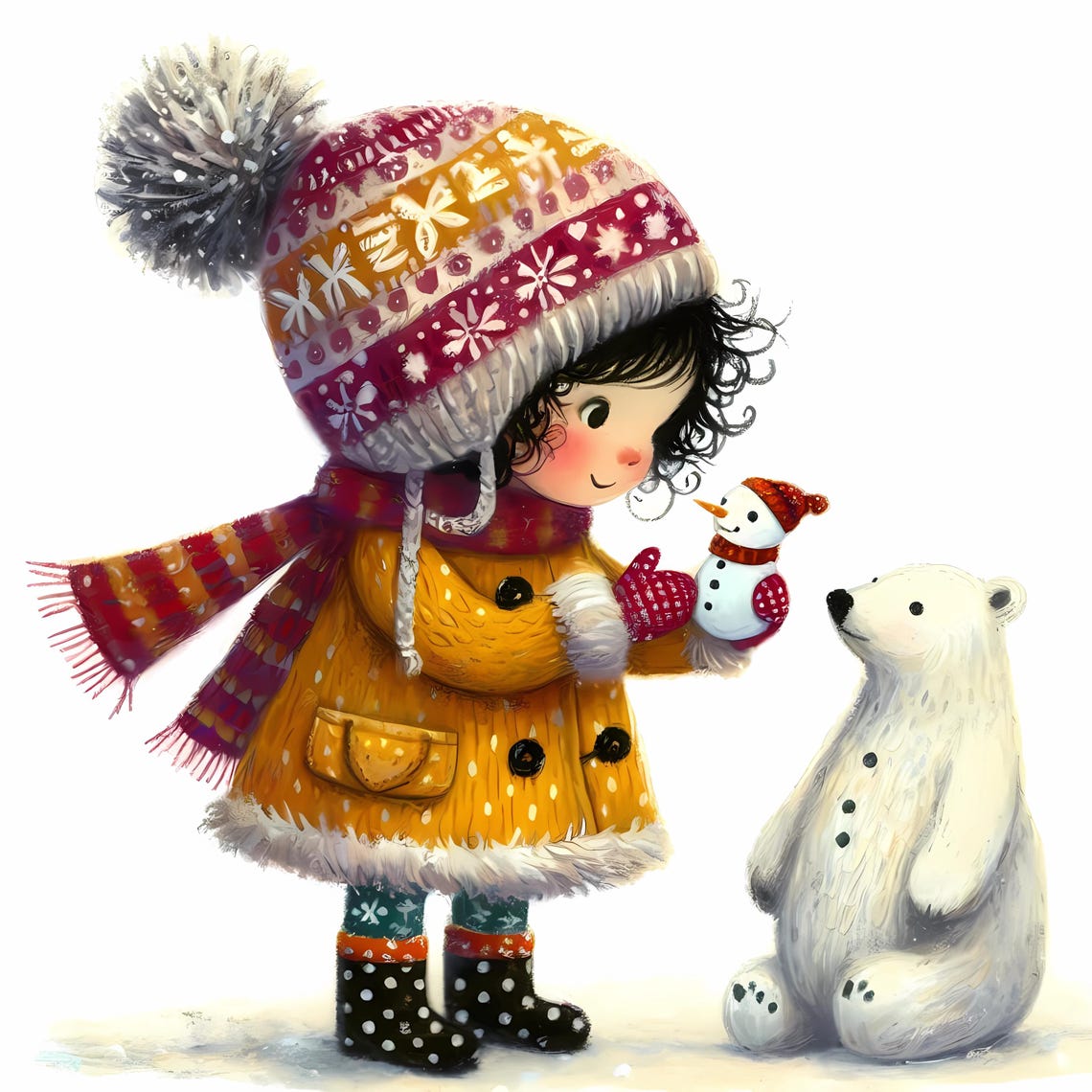 Polar Bear and Girl Clipart 10 High Res Watercolor Jpgs for Junk ...