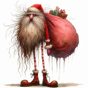 Grumpy Santa Clipart 10 High Res Watercolor Jpgs for Junk Journals ...