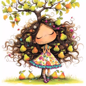 Quirky Pear Girl Clip Art 10 High Res Watercolor Jpgs Junk Journaling ...