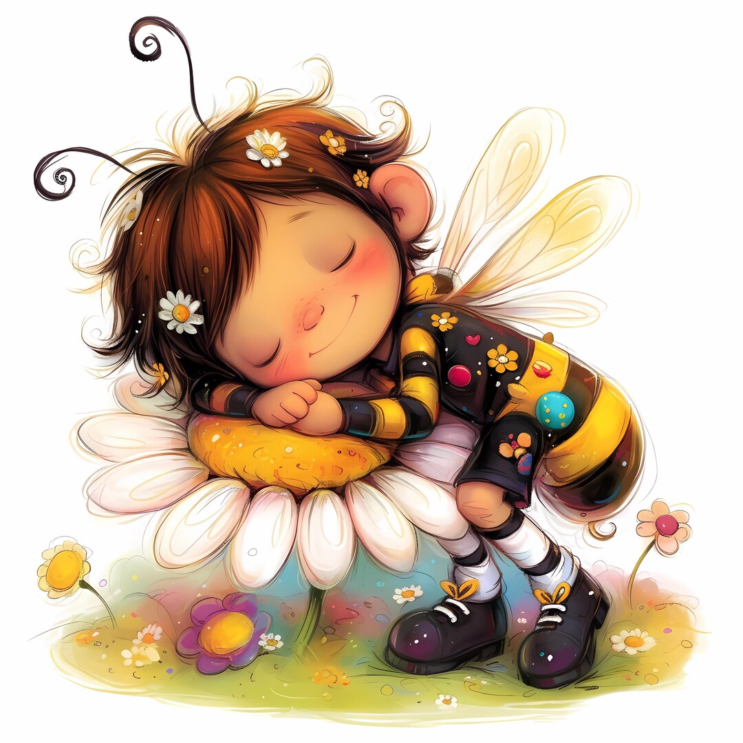 Quirky Bee Boy Clip Art 10 High Res Watercolor Jpgs Junk Journaling ...