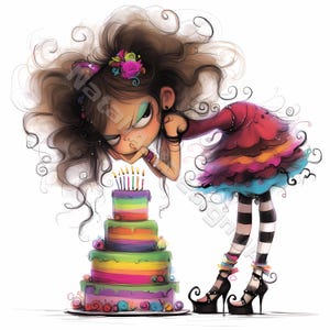 Grumpy Birthday Girl Clipart 10 High Res Watercolor Jpgs for Junk ...