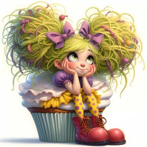 Cupcake and Quirky Girl Clipart 10 High Res Watercolor JPG for Junk ...
