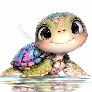 Whimsical Turtle Clip Art 10 High Res Watercolor JPG Junk Journals ...