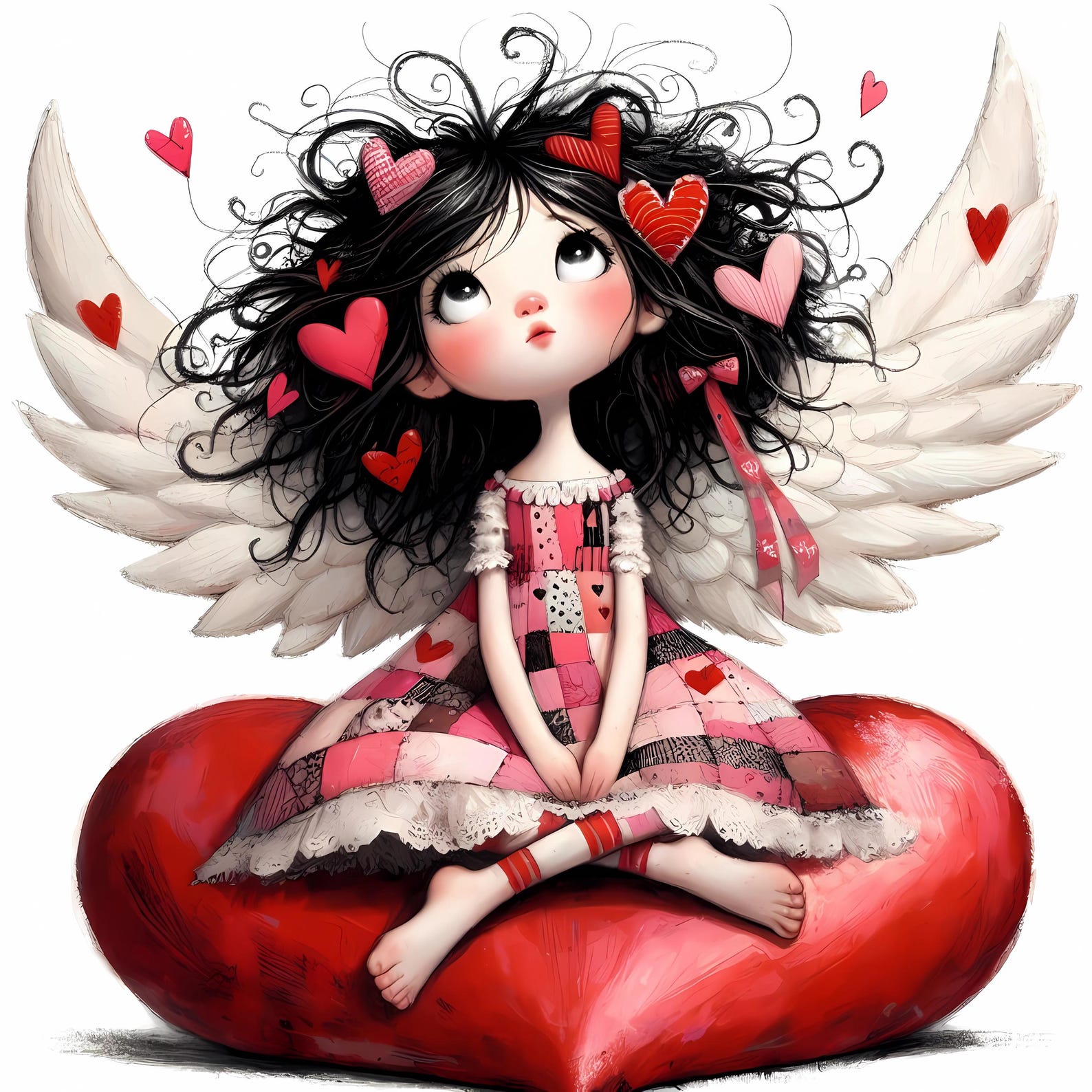 Quirky Valentine Girl Clipart 10 High Res Watercolor Jpgs for Junk ...