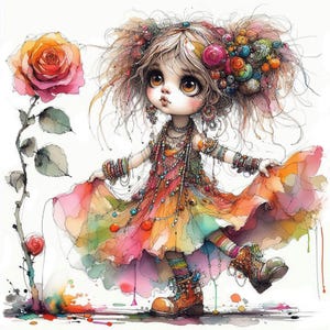 Whimsical Little Girls Clipart 10 High Res Watercolor Jpgs for Junk ...
