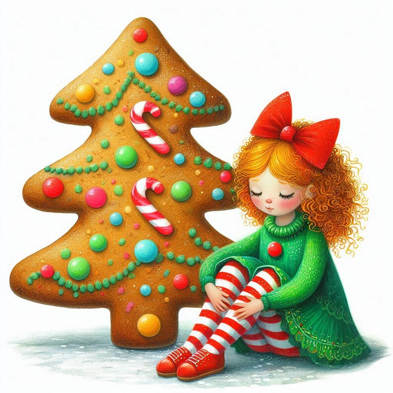 Girl With Gingerbread Clipart 10 High Res Watercolor JPG for Junk ...