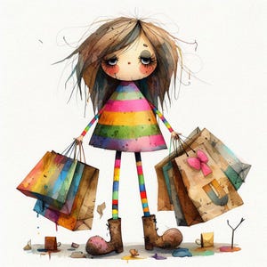 Exhausting Shopping Clipart 10 High Res Watercolor Jpgs for Junk ...