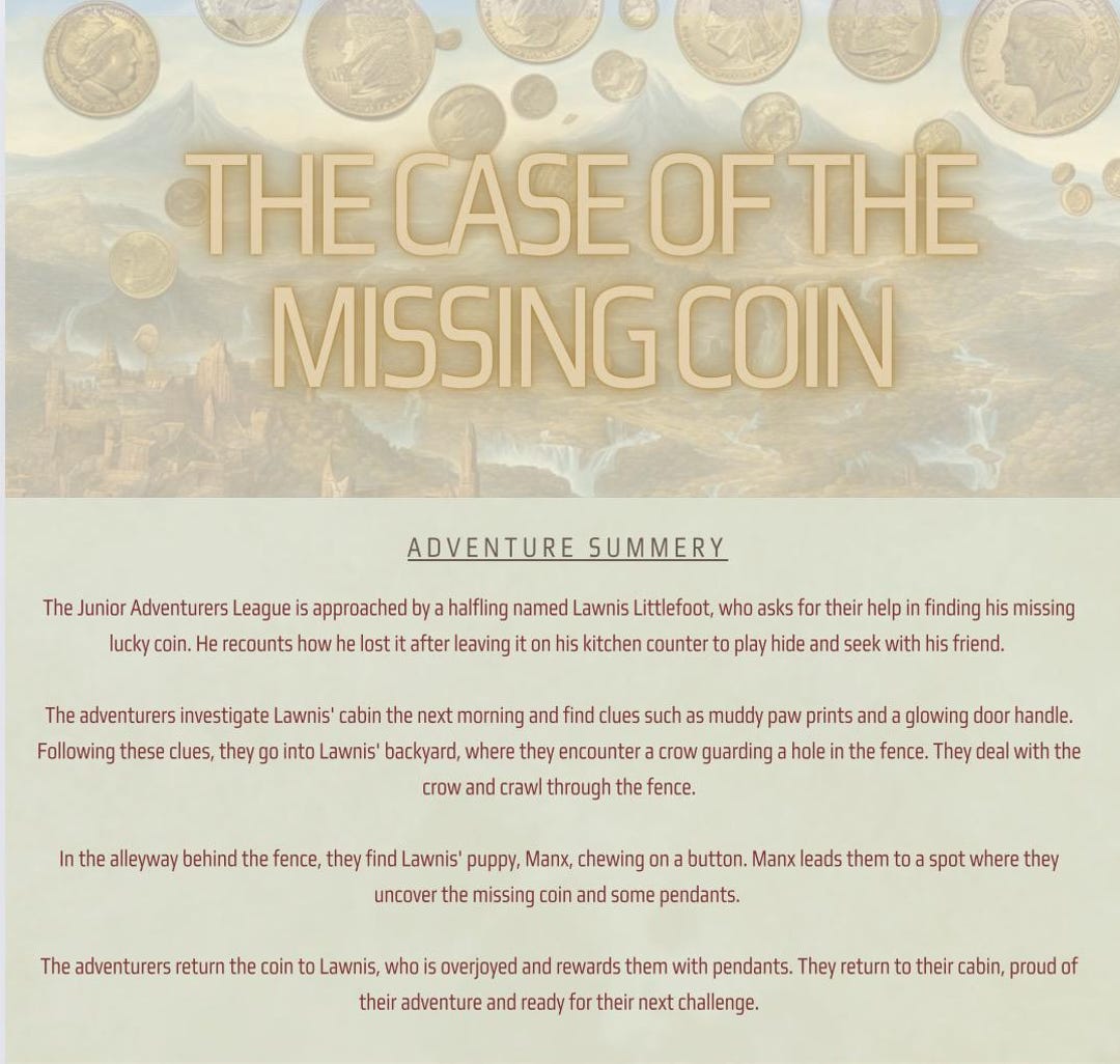 Dnd the Missing Coin: Table Top Game for Kids! - Etsy