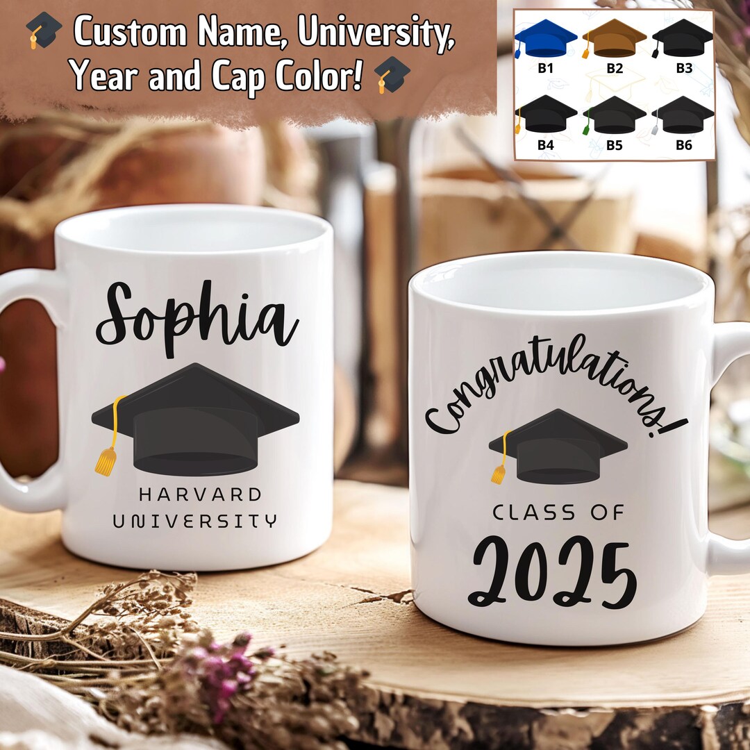 Personalized Graduation Mug - Custom University, Name, Year and Cap ...