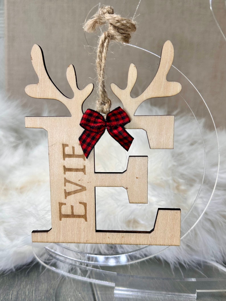 Personalized Wooden Reindeer Antler Letter With Name Christmas Tree ...