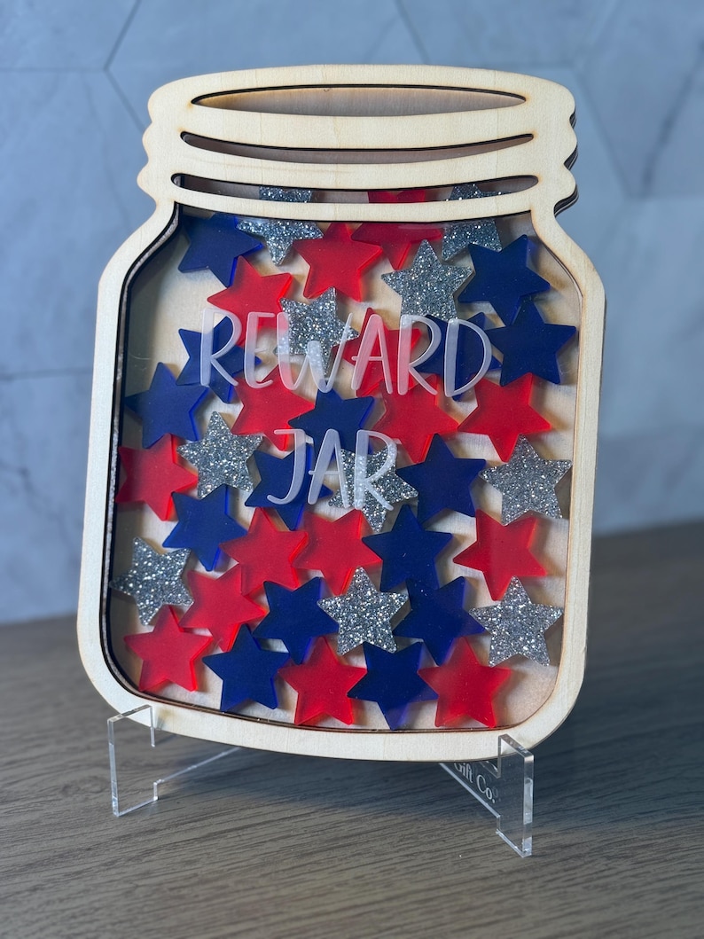 Magnetic Reward Jar: Laser Cut Wood & Acrylic Star Behavior Tracker - Etsy
