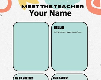 Meet the Teacher, Classroom Printable Template, Teacher Introduction ...
