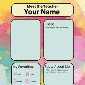 Meet the Teacher, Classroom Printable Template, Teacher Introduction ...