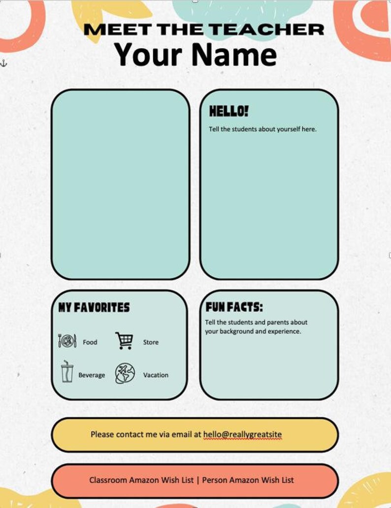 Meet the Teacher, Classroom Printable Template, Teacher Introduction ...