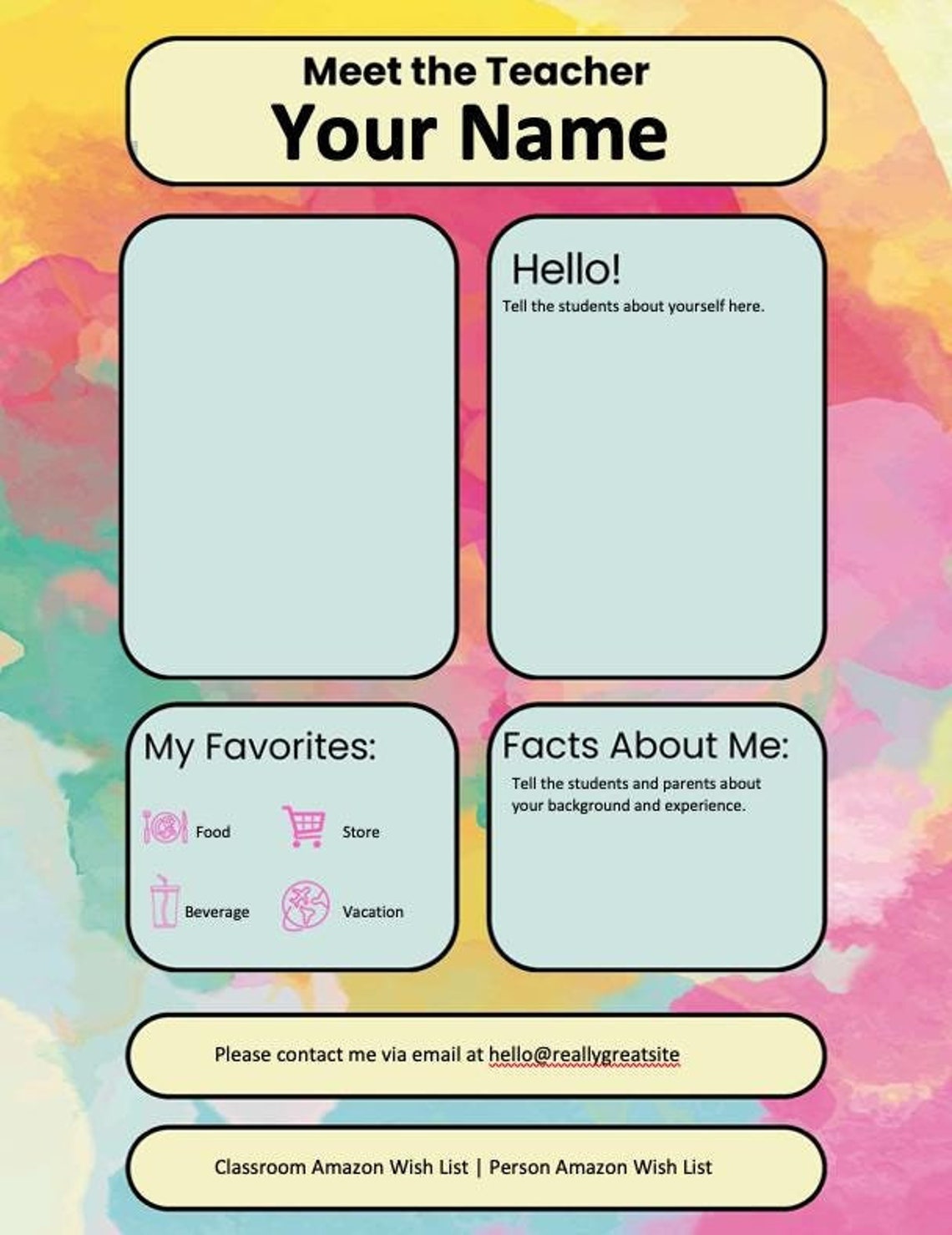 Meet the Teacher, Classroom Printable Template, Teacher Introduction ...