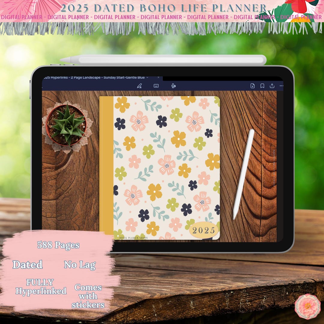 2025 Boho Digital Planner | Dated, Artistic & Hyperlinked With 12-month ...