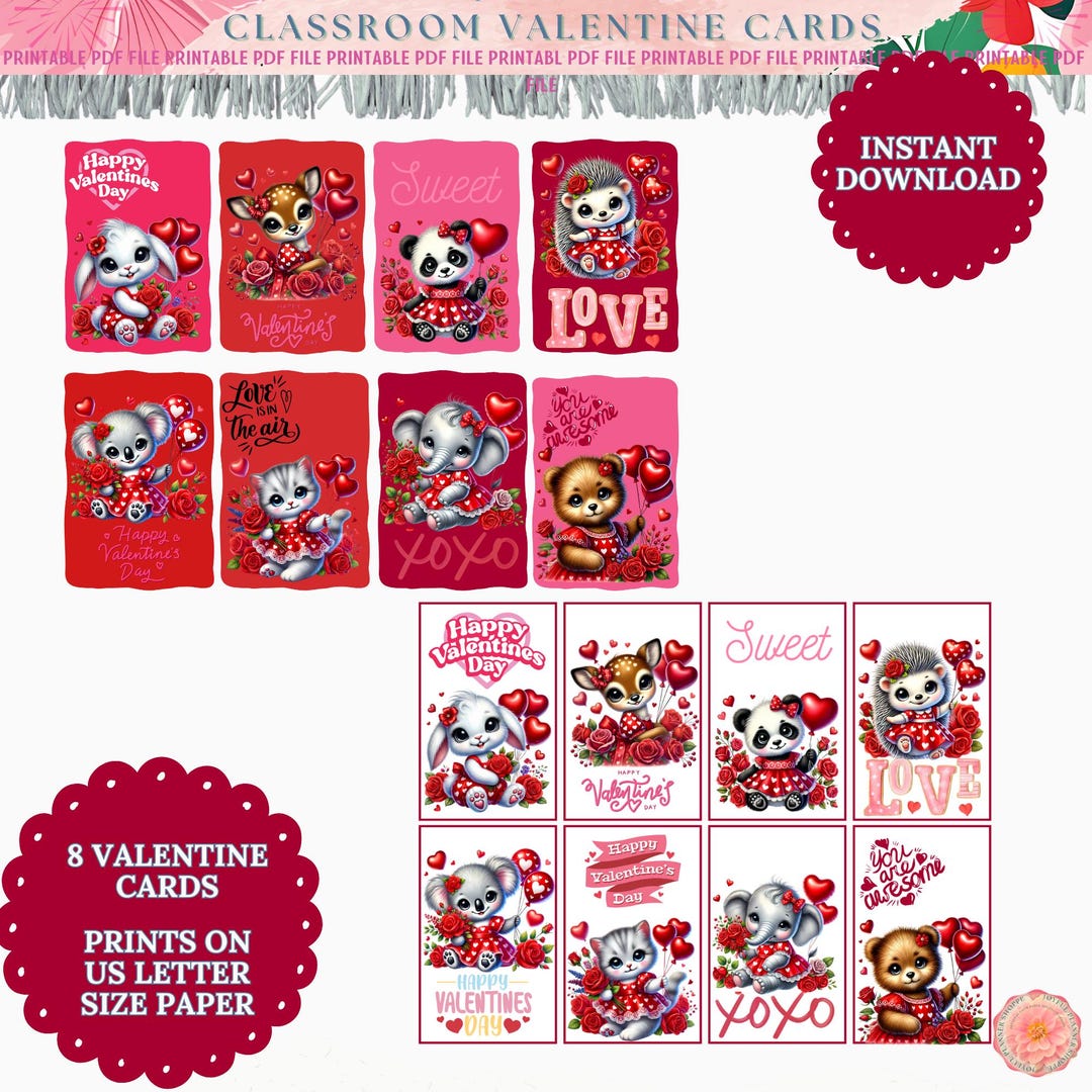 Printable Kids Classroom Valentine Cards | Cute, Fun, and Easy School ...