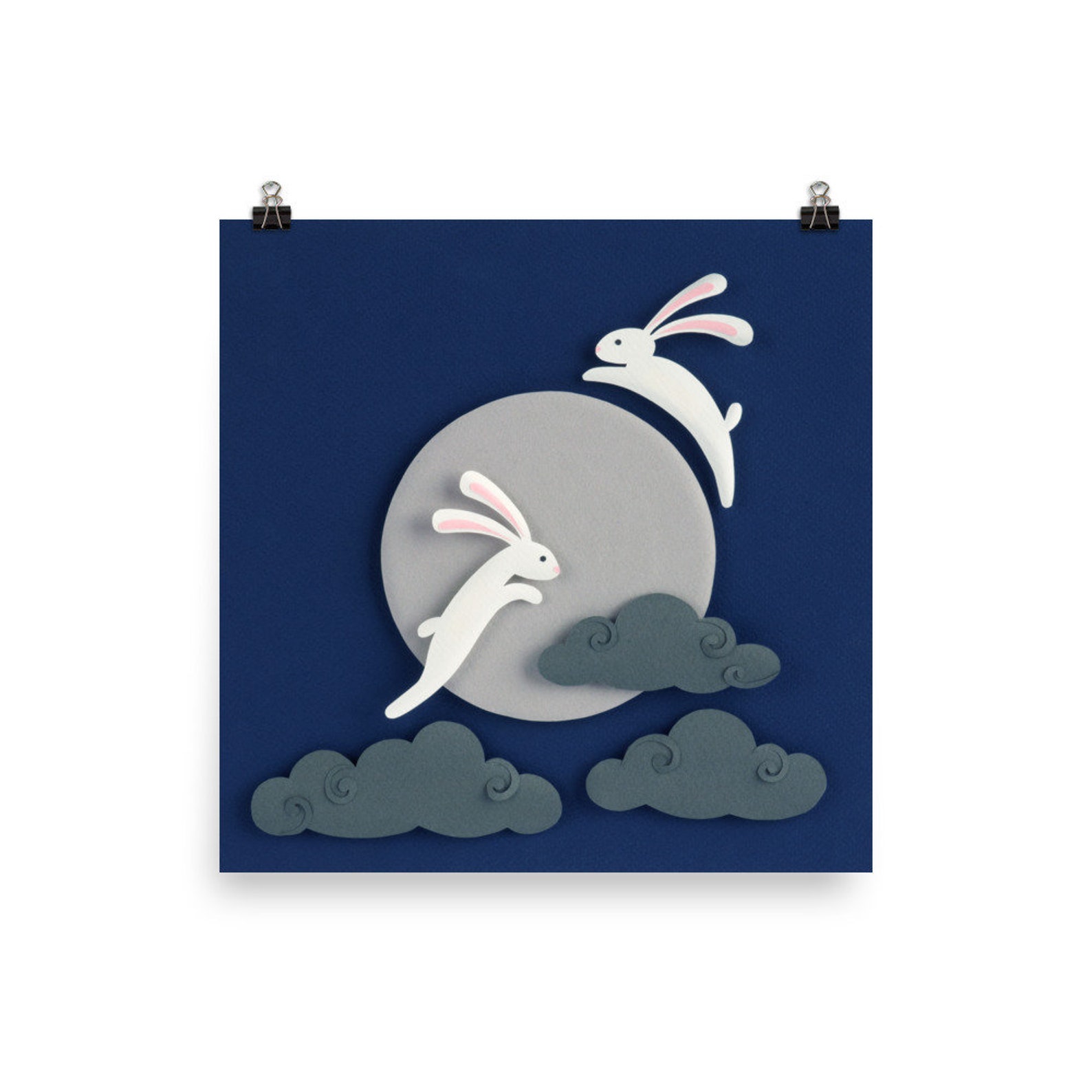 Moon Rabbits Fine Art Print Wall Decor for Nursery Baby - Etsy